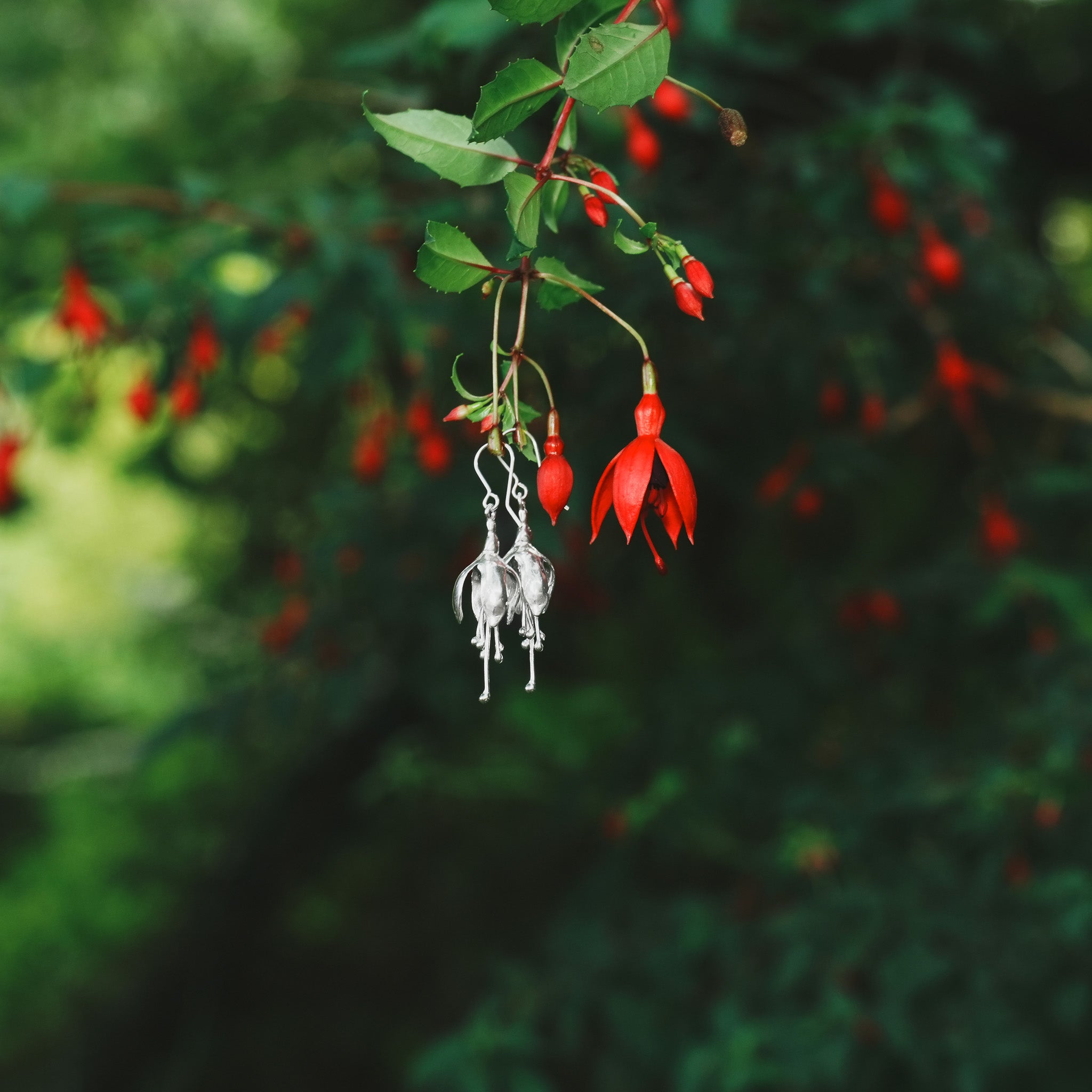 Sterling Silver Fuchsia Flower Earrings – Element Isle